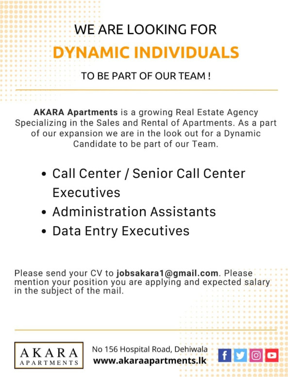Data Entry Executive job from AKARA Apartments PVT LTD. in Dehiwala ...