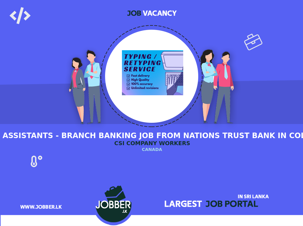 Trainee Banking Assistants - Branch Banking job from Nations Trust Bank ...